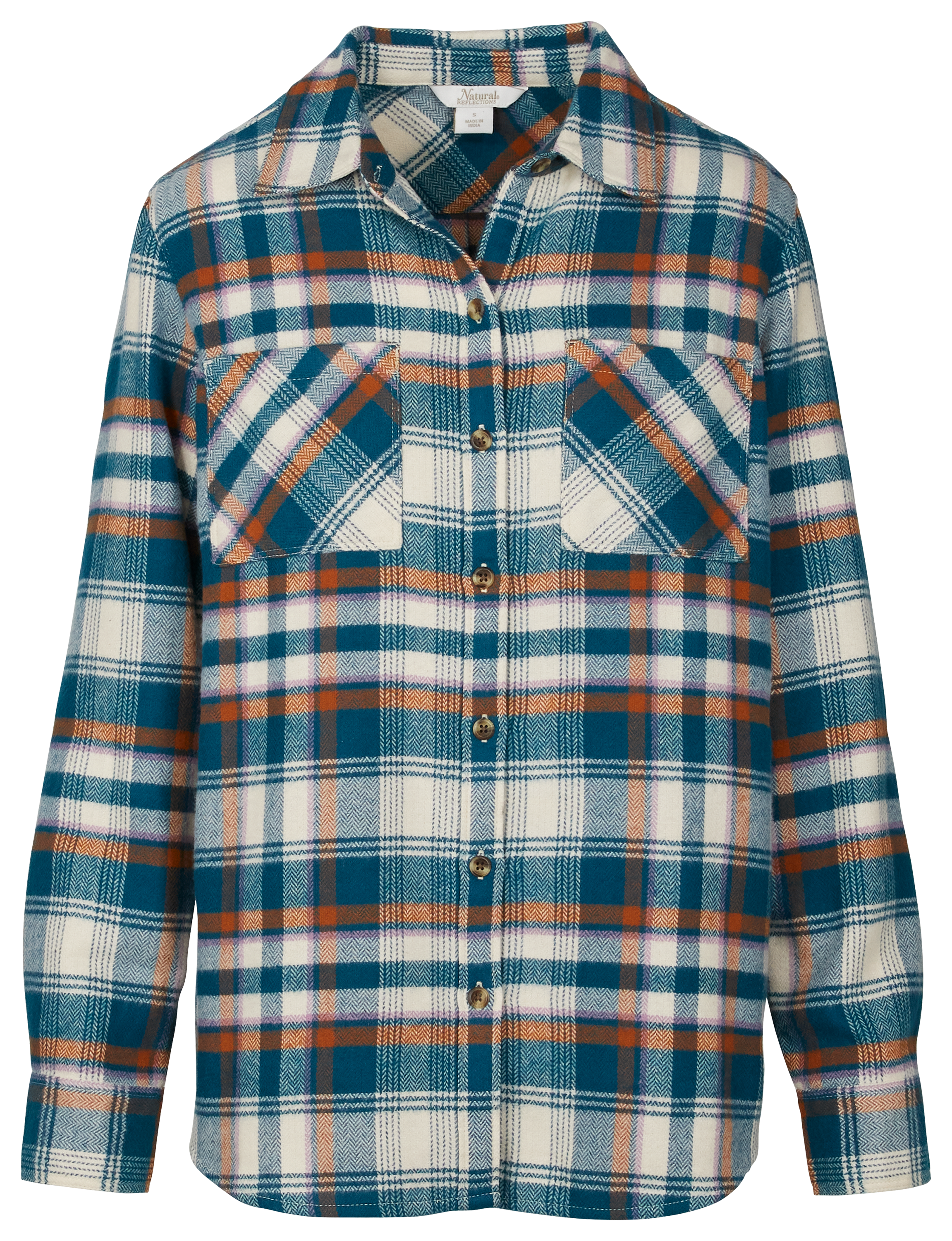 Natural Reflections Brushed Flannel 2-Pocket Long-Sleeve Shirt for ...